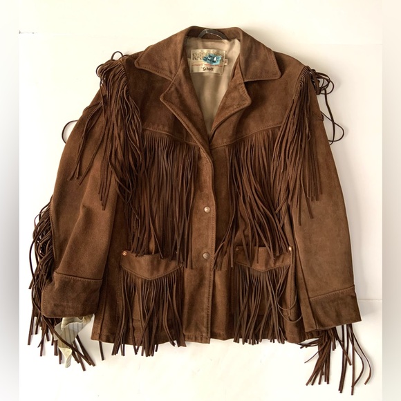 Schott NYC | Jackets & Coats | Vintage Schott Fringe Leather Jacket Womens 6 Large Brown Rancher ...